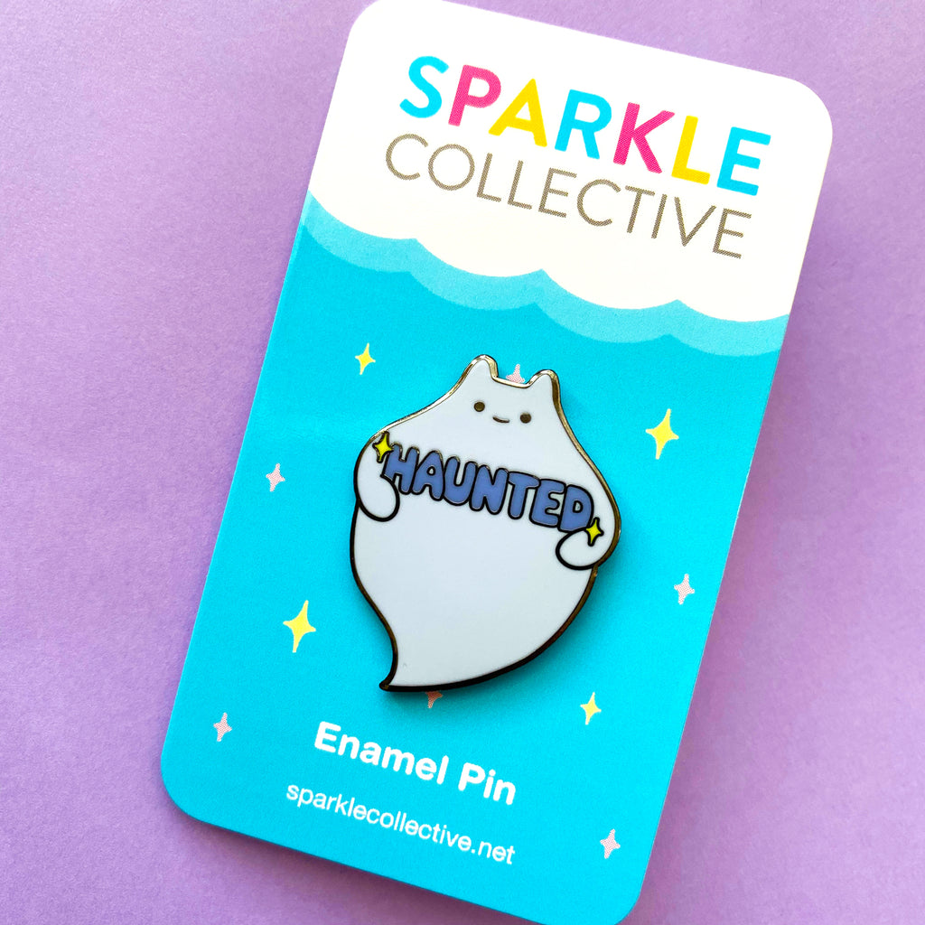 'Haunted' Ghost Cat Enamel Pin – Sparkle Collective