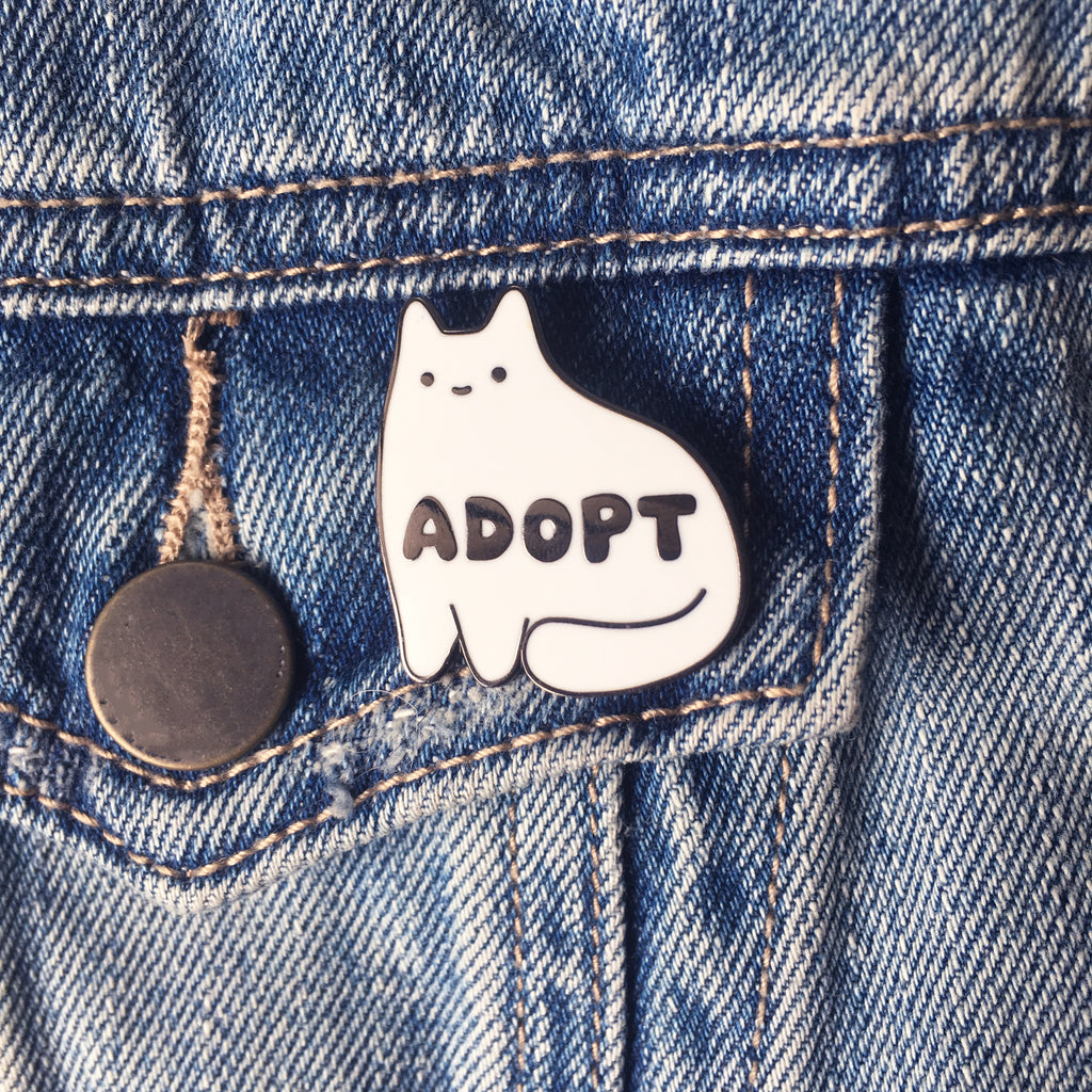 Adopt Enamel Pin (White Version) – Sparkle Collective