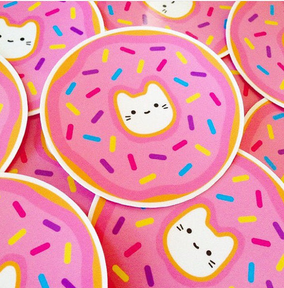 Pink Donut Cat Vinyl Sticker – Sparkle Collective
